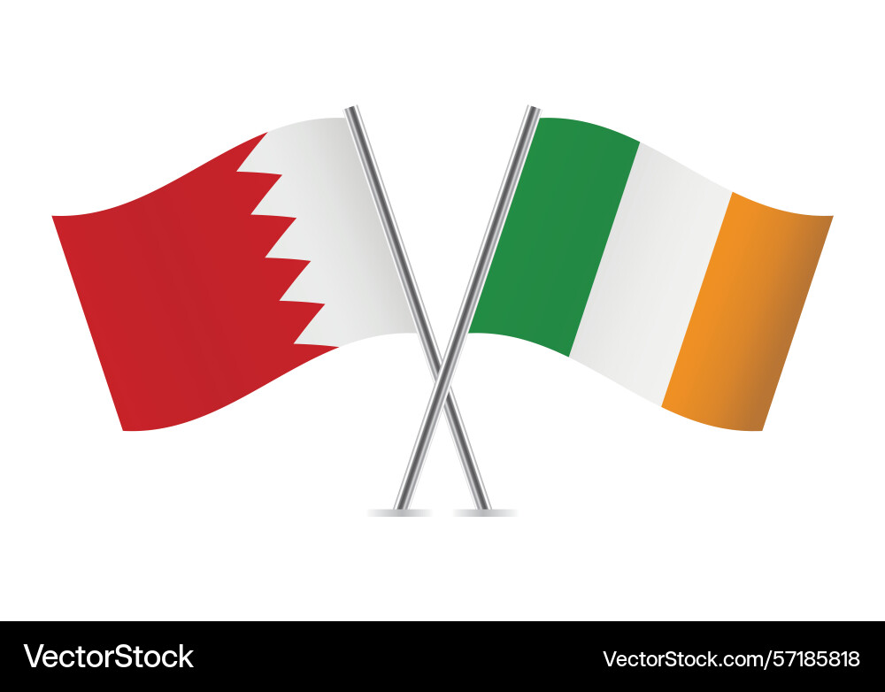 Bahrain and ireland crossed flags Royalty Free Vector Image