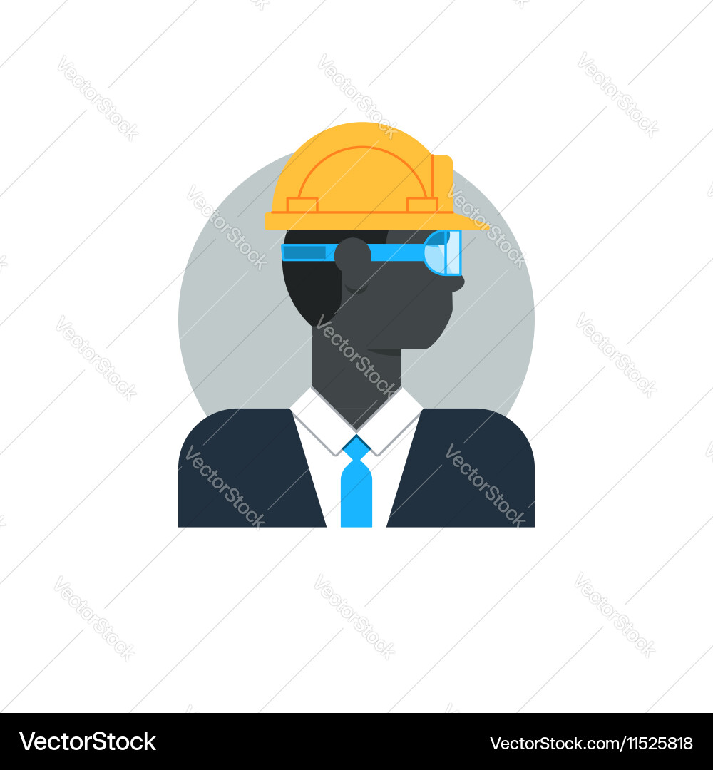 Black man side view civil engineer in hard hat Vector Image
