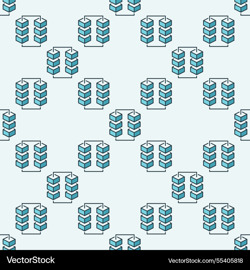 Blockchain with 6 blocks blue seamless pattern Vector Image