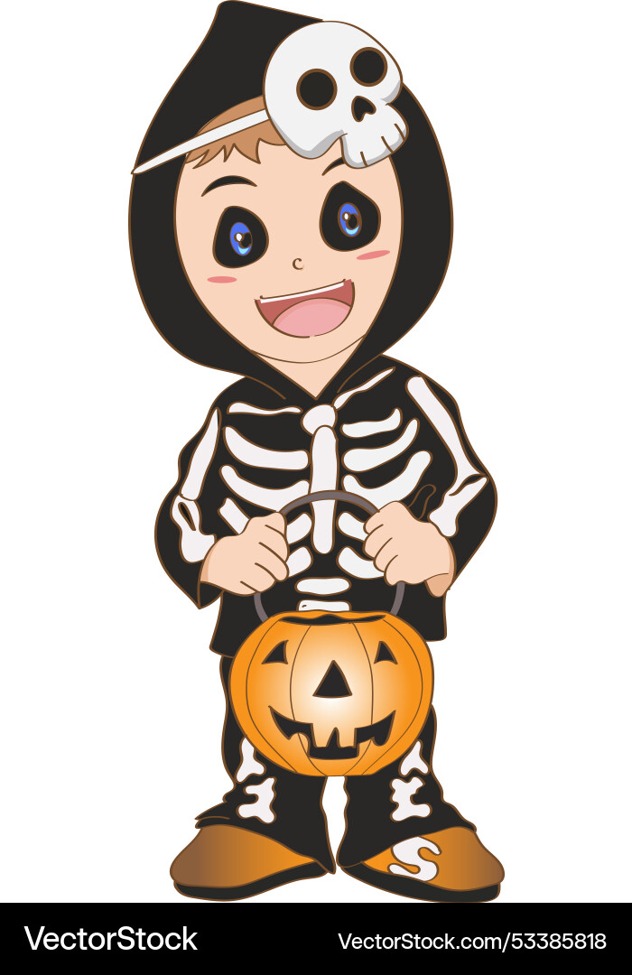 Cartoon boy wearing skeleton costume Royalty Free Vector