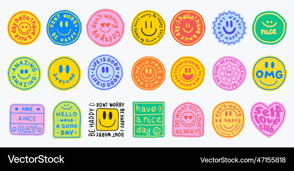 Cool hand drawn stickers collection design set Vector Image