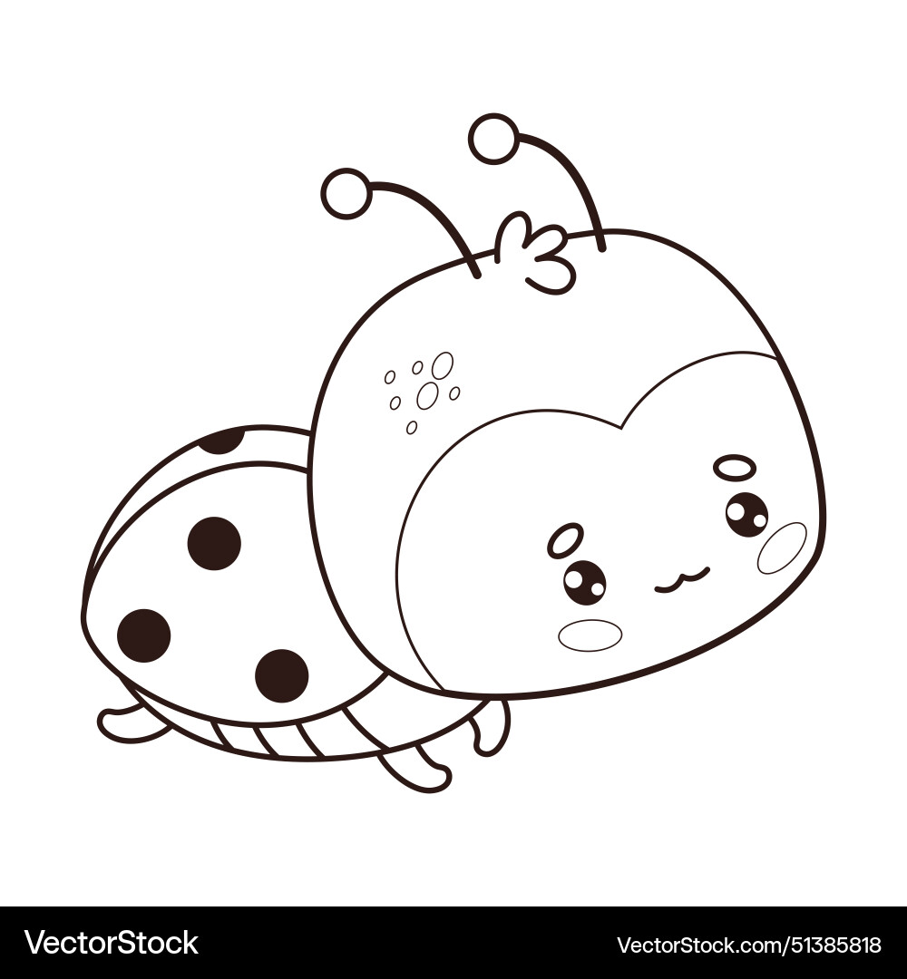 Cute ladybug outline cartoon insect line drawing Vector Image
