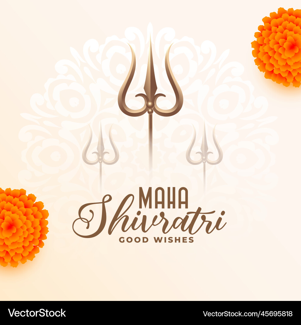 Mahadev trishul background with marigold flower Vector Image