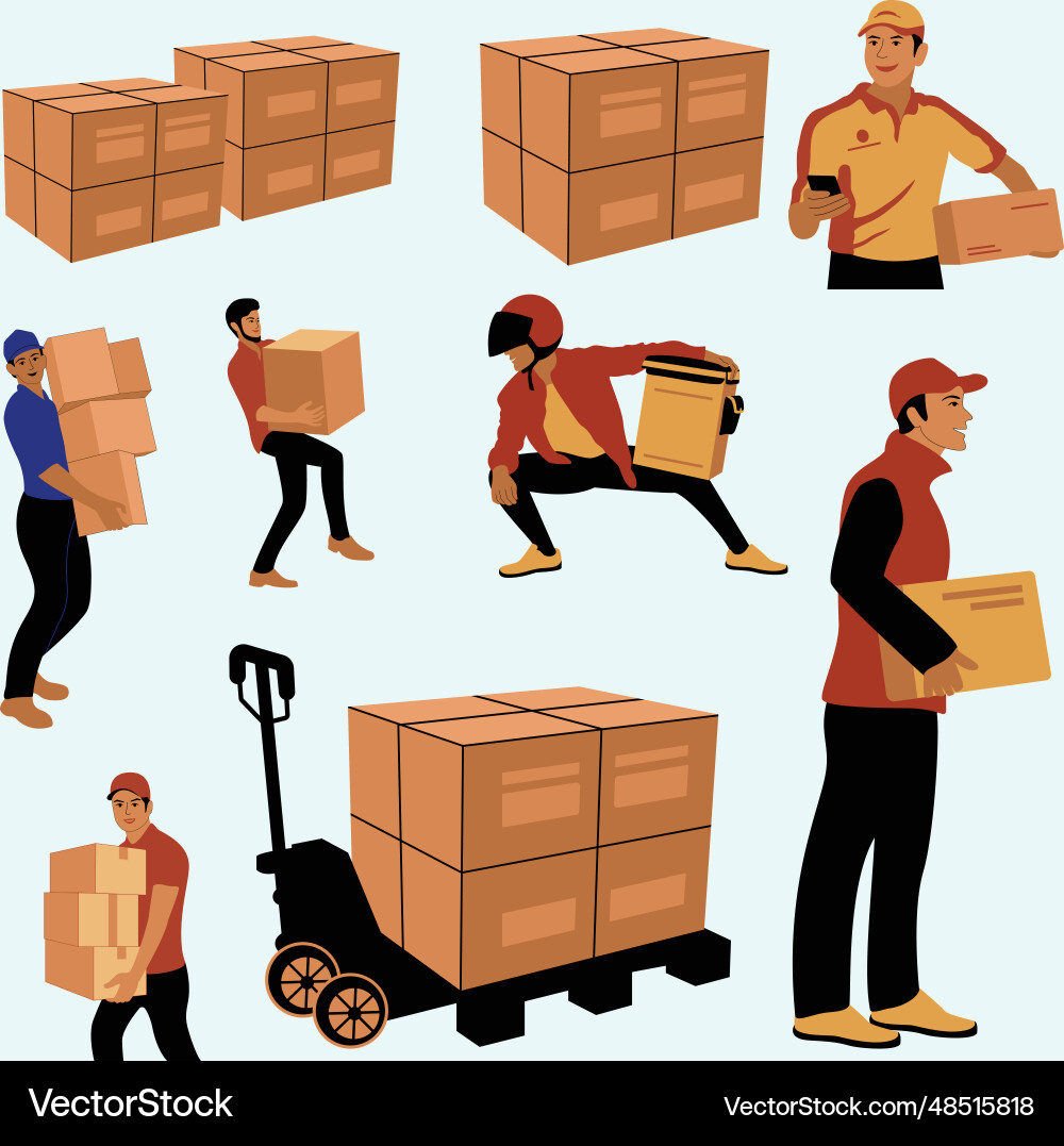 Package box and man delivery Royalty Free Vector Image