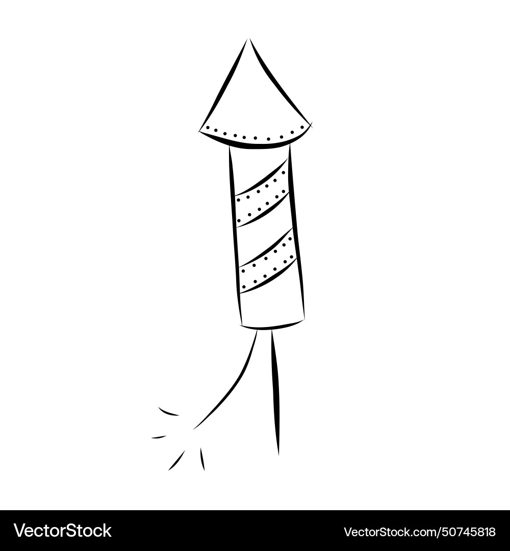 Rocket fireworks element in doodle style Vector Image