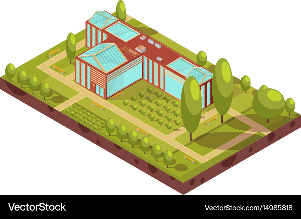 University Building Isometric View Royalty Free Vector Image