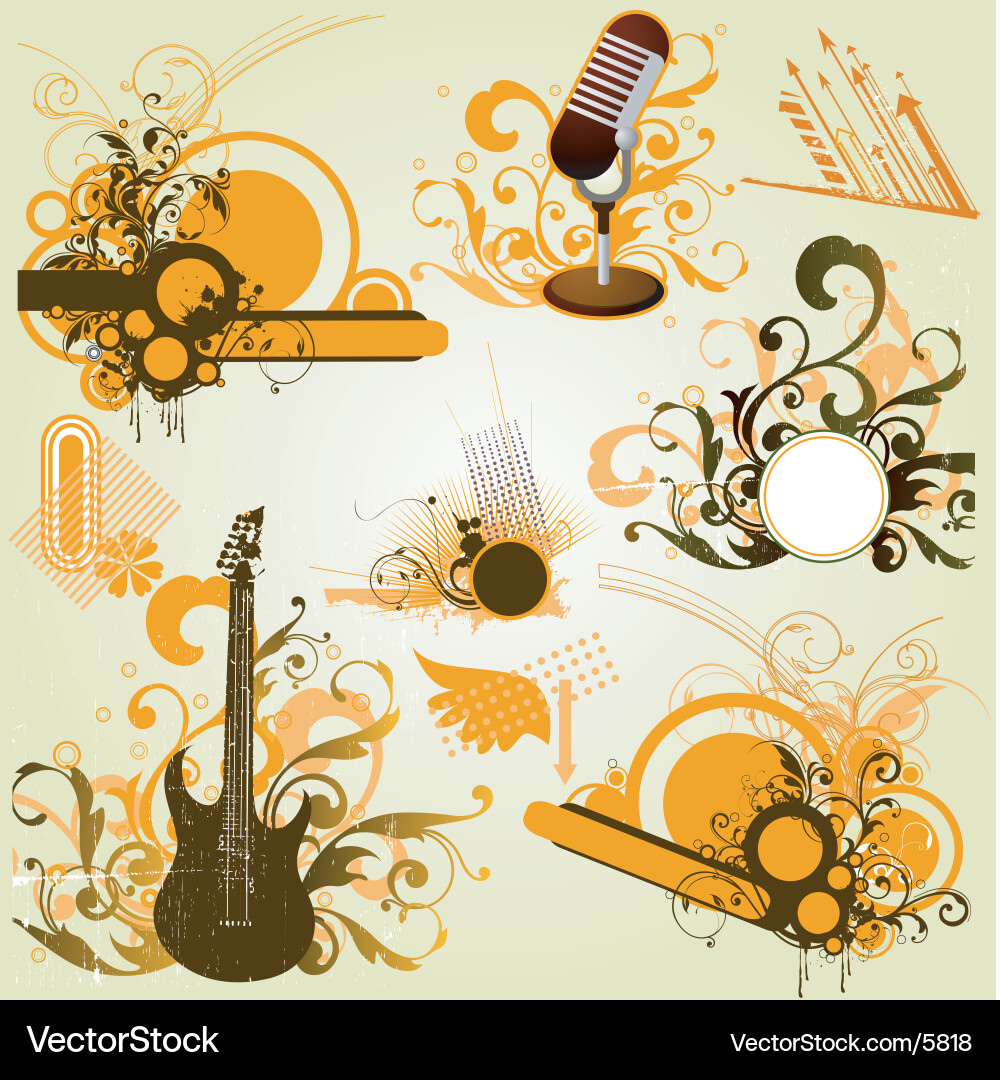 Vintage retro music elements Royalty Free Vector Image