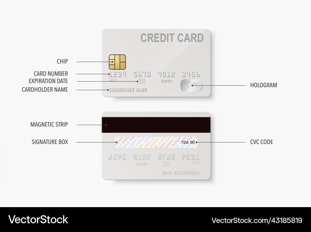 Credit card definition 3d realistic white Vector Image