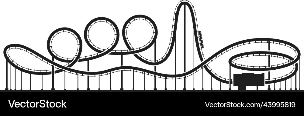 Fast speed park ride roller coaster black Vector Image