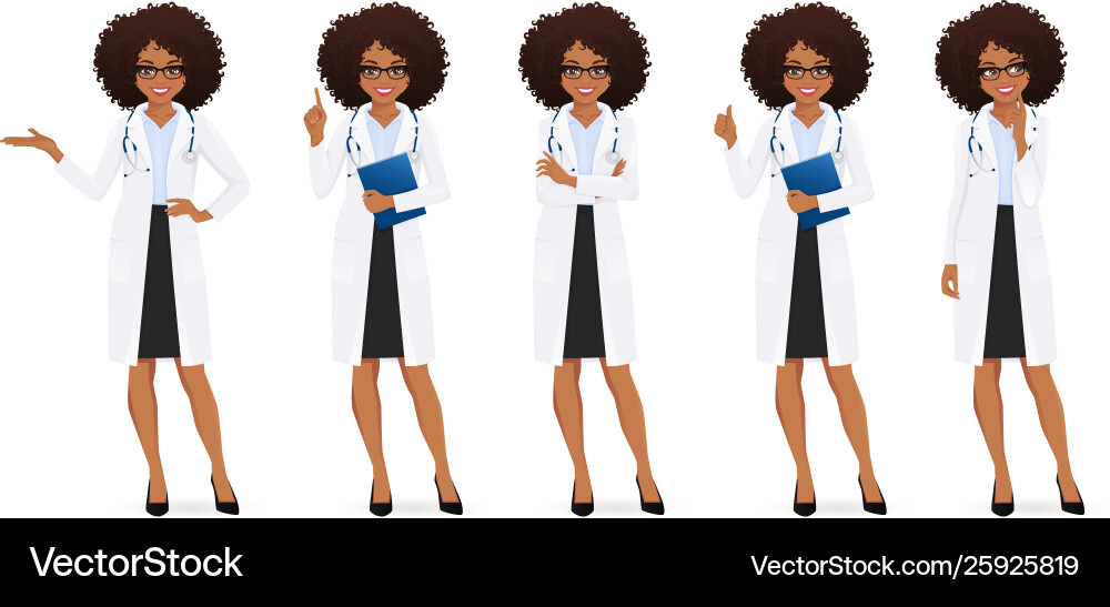 Female doctor set Royalty Free Vector Image - VectorStock