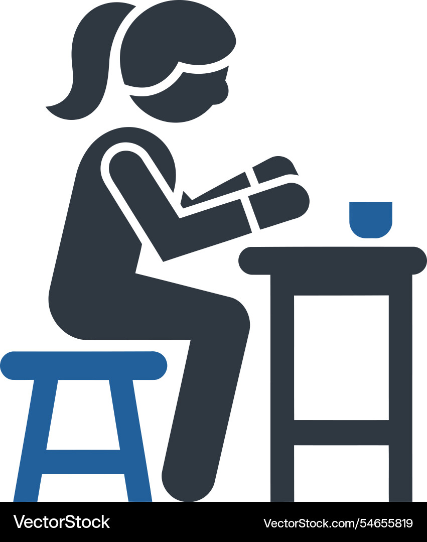 Focused girl writing icon Royalty Free Vector Image