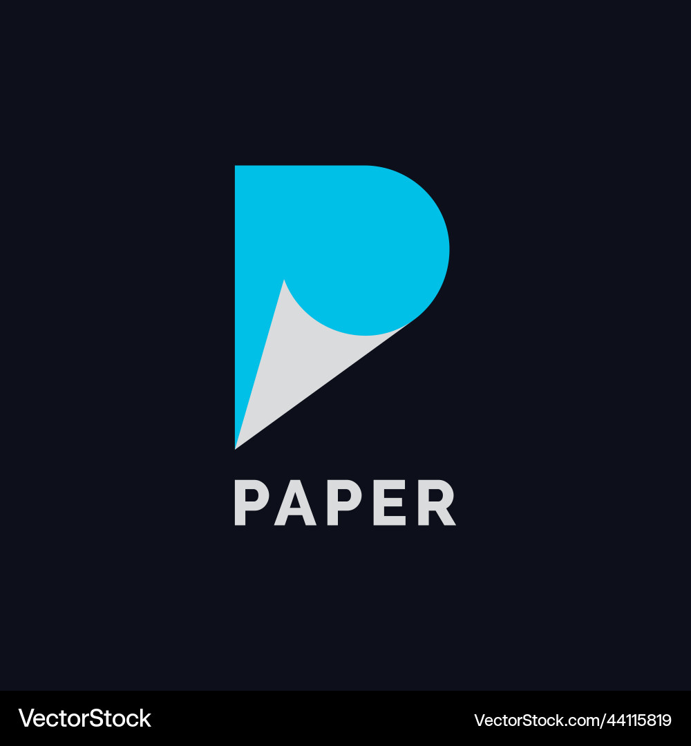 Letter p paper logo design Royalty Free Vector Image