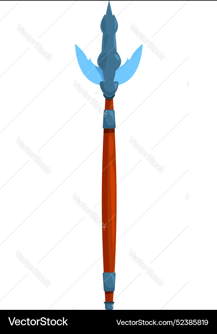 Magic staff with sharp metal tip and wooden handle