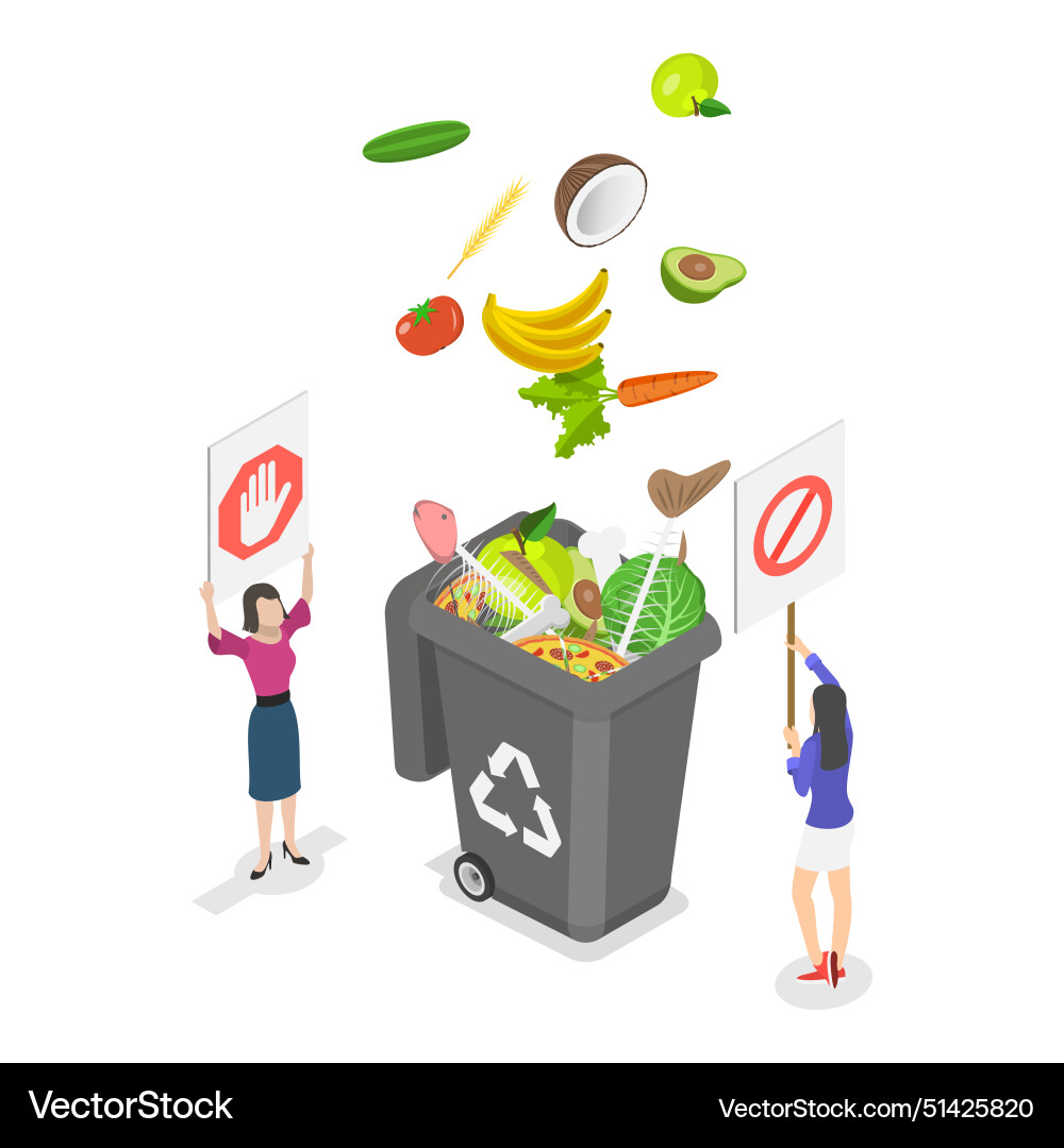 3d isometric flat of sustainability Royalty Free Vector