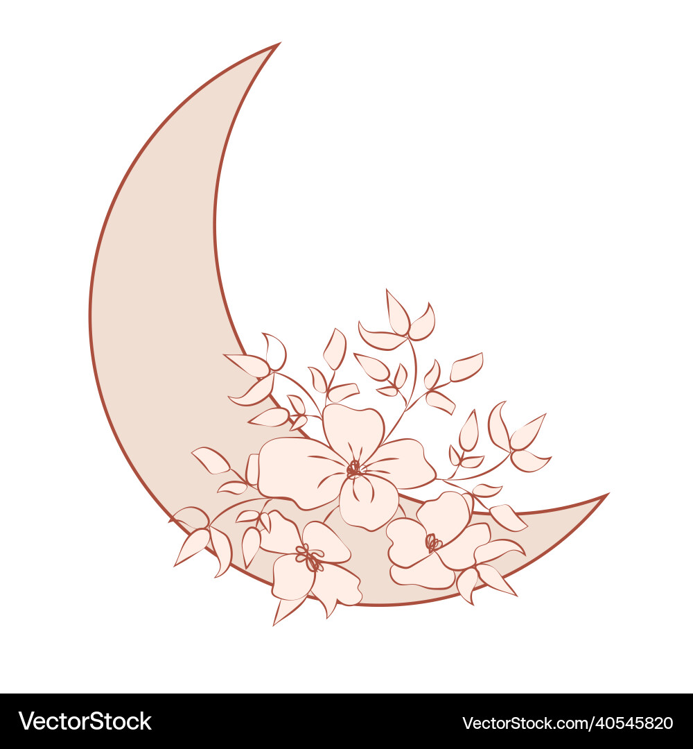 Beautiful romantic crescent moon with rose Vector Image
