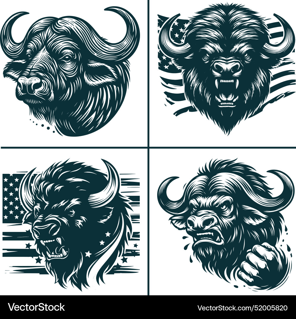 Bison buffalo silhouette svg filesbuffalo Vector Image