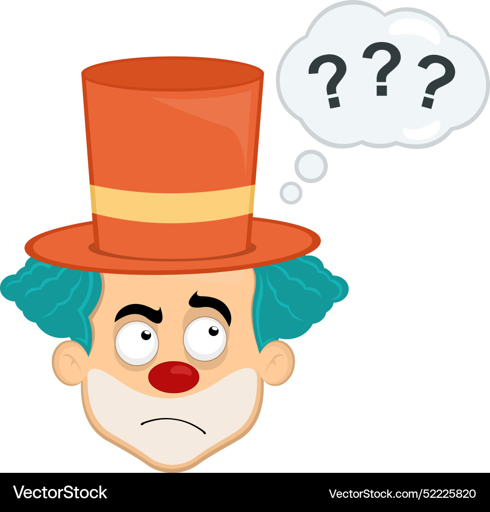 Clown cloud thought question marks Royalty Free Vector Image