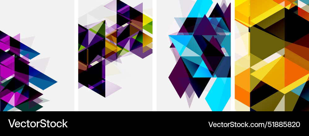 Colorful bright triangles with various colors Vector Image