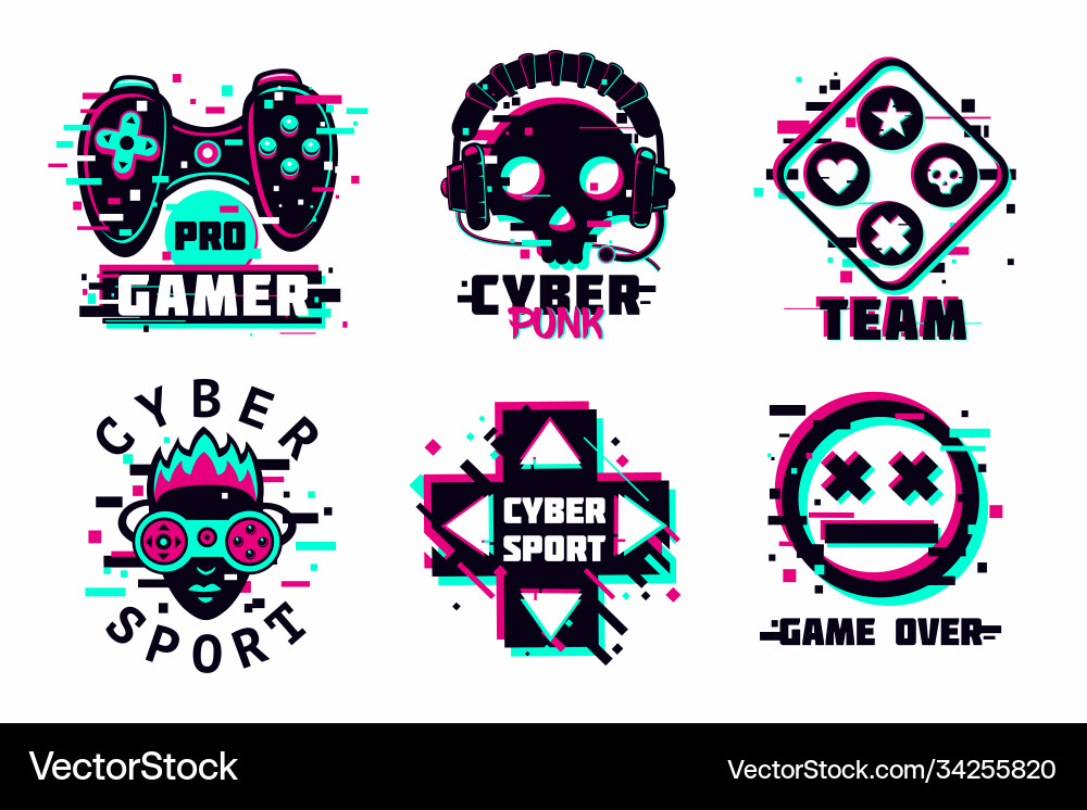 Cyberpunk Game Team Icons Royalty Free Vector Image