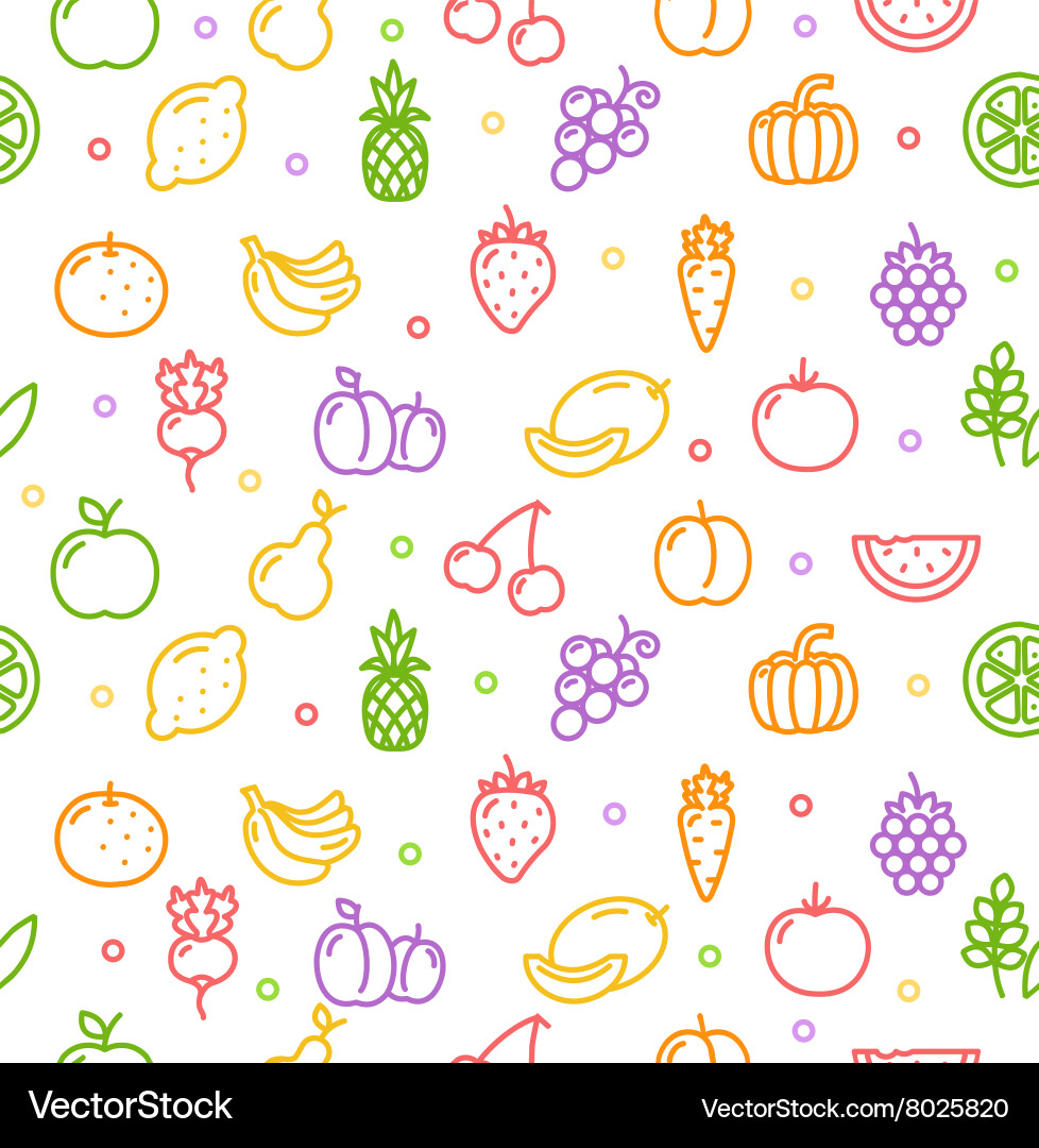 Fruits and vegetables background pattern Vector Image