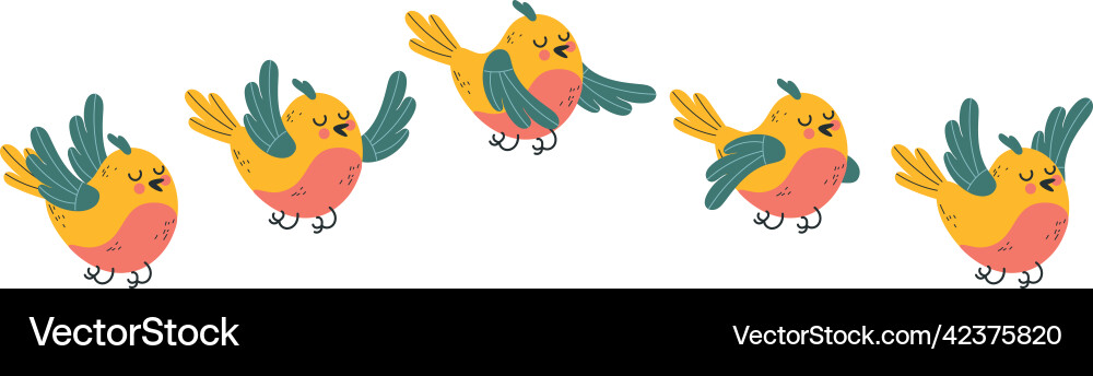Little bird character flying steps action movement