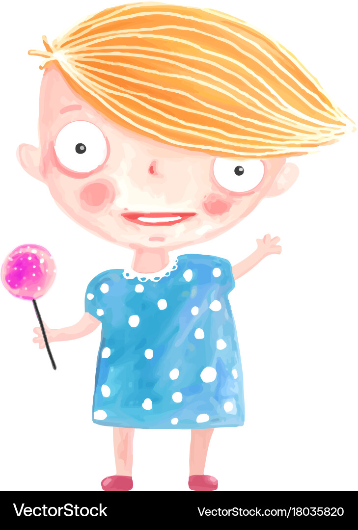 Little girl with candy Royalty Free Vector Image