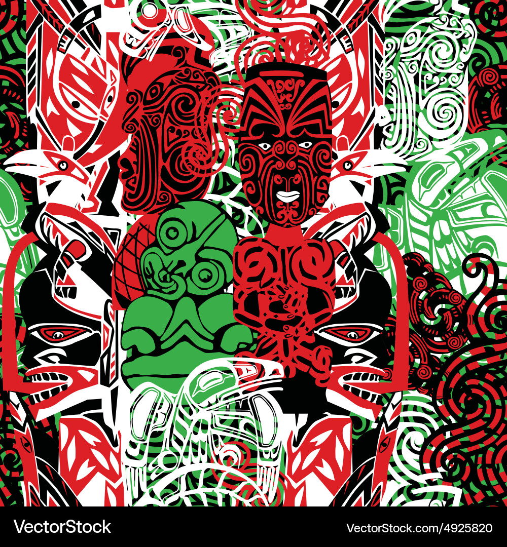 Pattern with the style of maori Royalty Free Vector Image