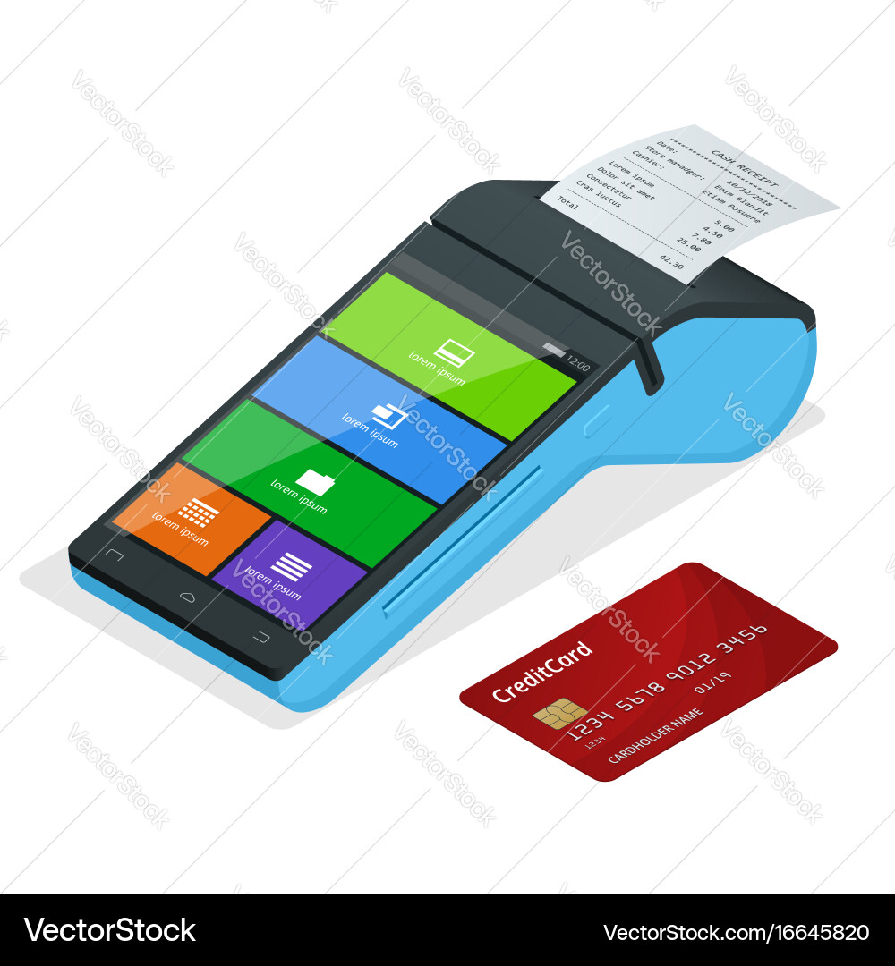 Payment machine and credit card pos Royalty Free Vector