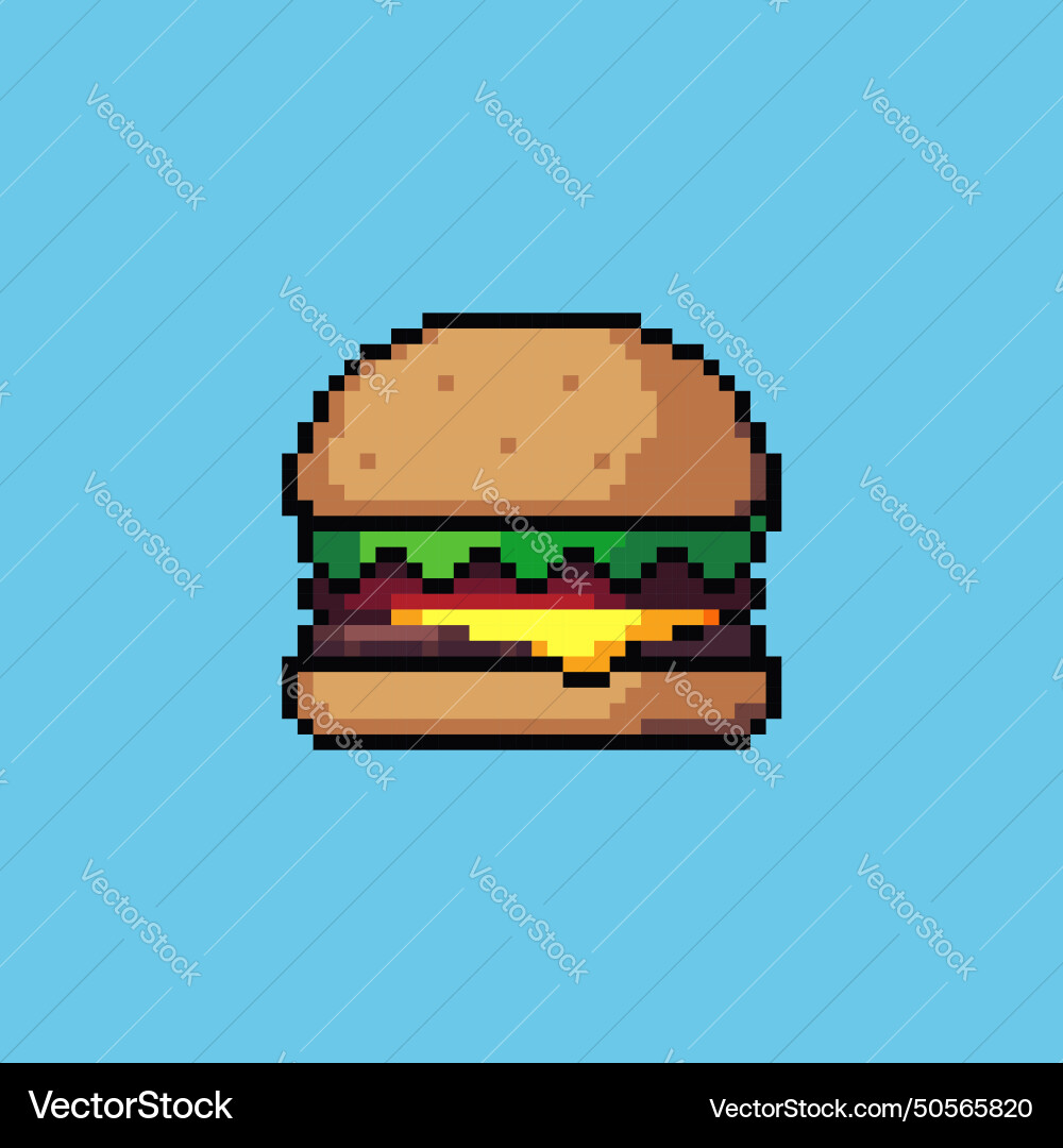Pixel art burger for game Royalty Free Vector Image