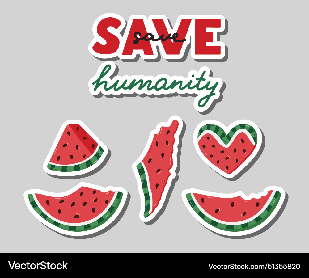 Save humanity sticker set with different Vector Image