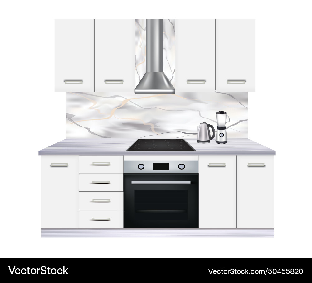 White kitchen design Royalty Free Vector Image