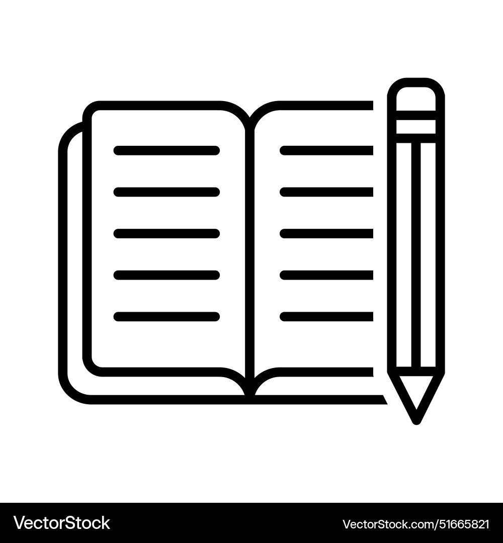 Book with pencil icon – Royalty-Free Vector | VectorStock