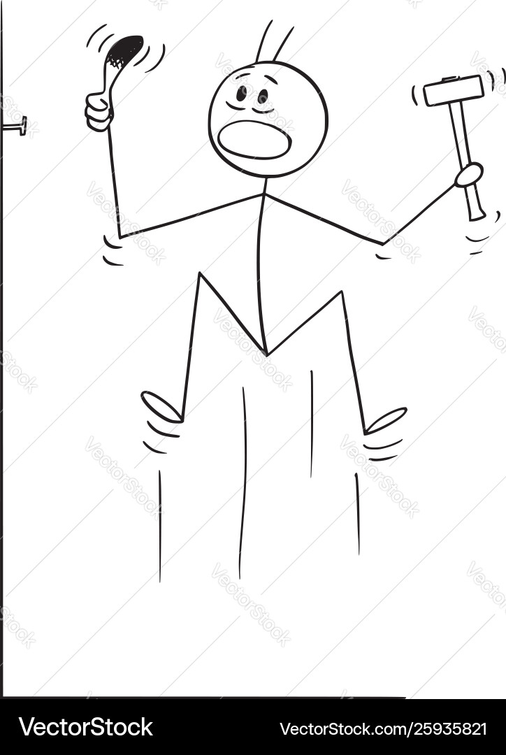 Cartoon man hitting his finger while driving Vector Image