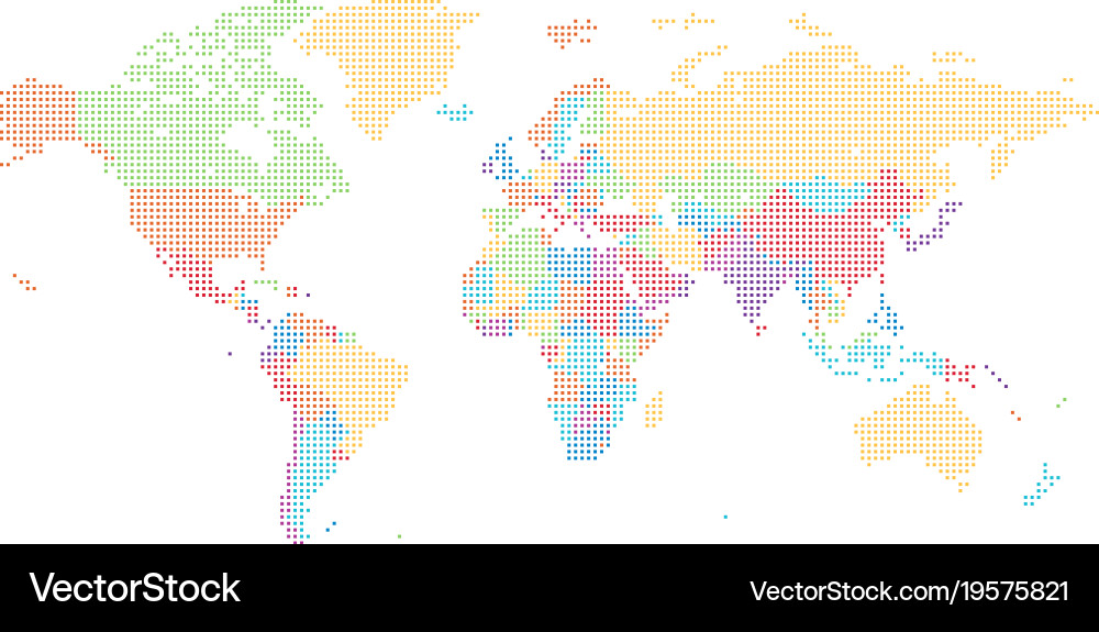 Dotted world map of square dots Royalty Free Vector Image