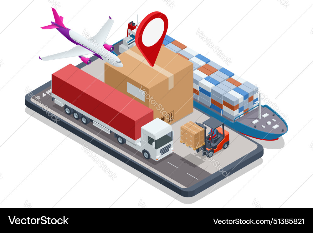 Global logistics network isometric Royalty Free Vector Image