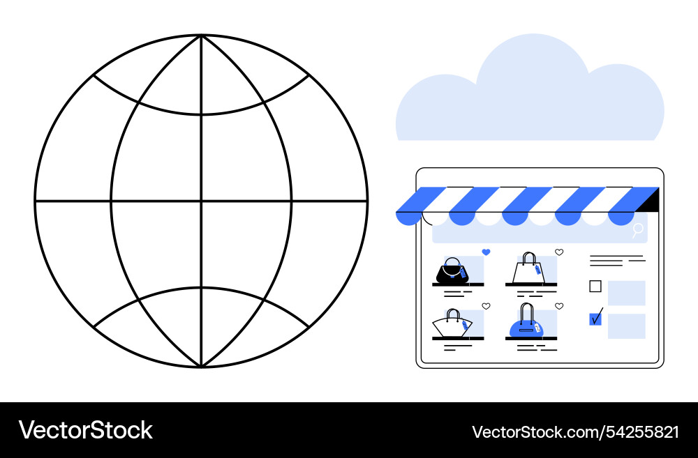 Global online shopping concept with earth grid Vector Image