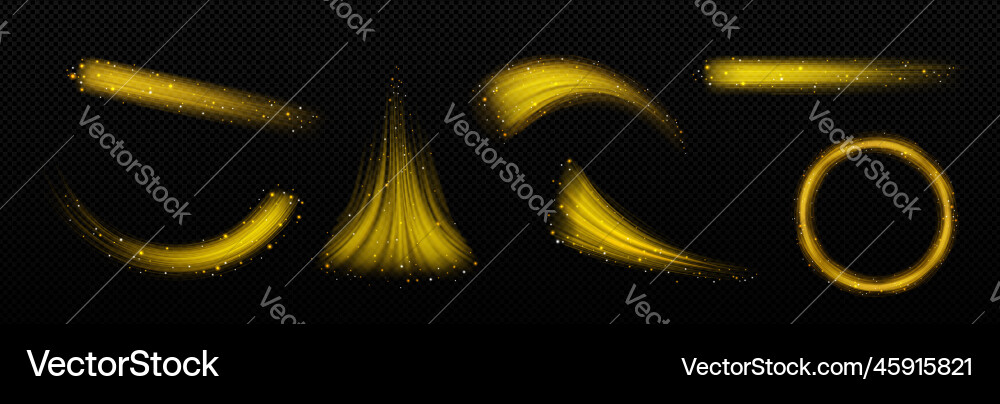 Gold glitter magic dust effect with flying sparkle