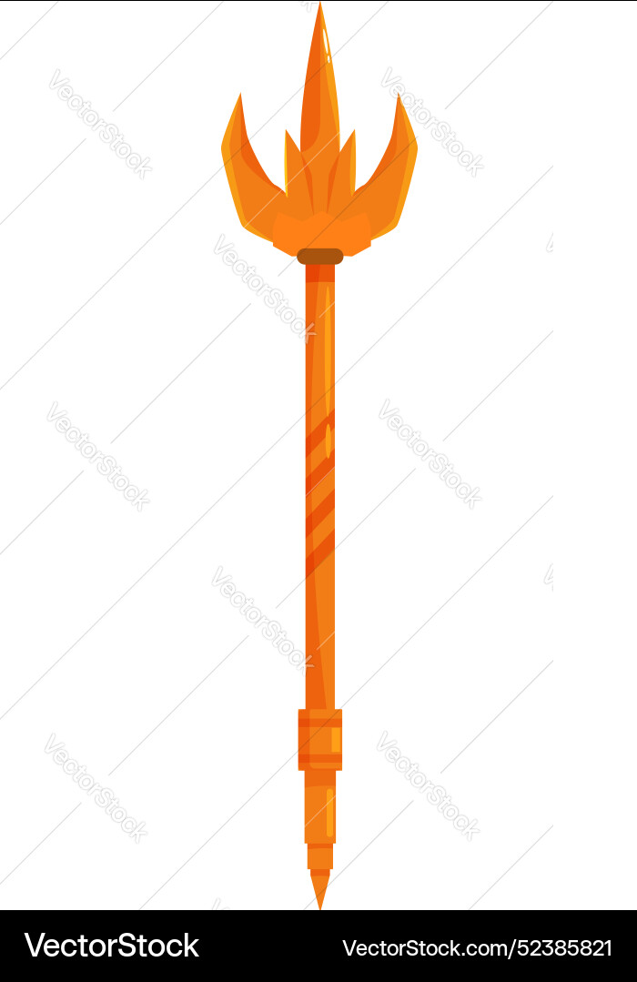 Golden trident standing up with three sharp blades