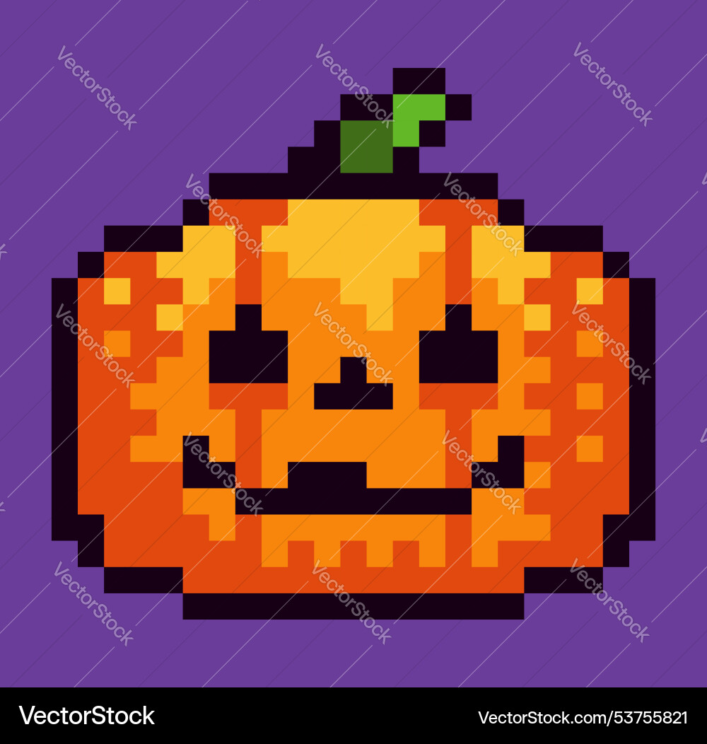 Halloween pumpkin in pixel art Royalty Free Vector Image