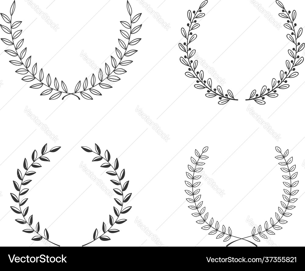 Hand drawn laurel wreaths Royalty Free Vector Image