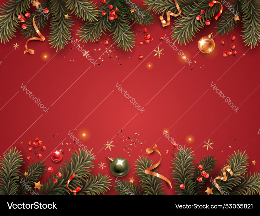Horizontal banner with christmas symbols Vector Image
