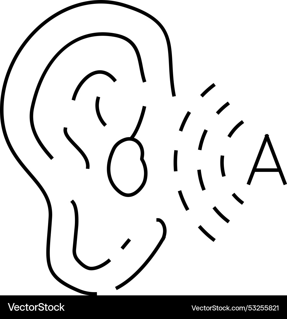 Noise listening ear line icon Royalty Free Vector Image