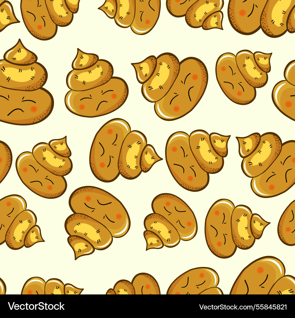Seamless pattern with kawaii poop on white Vector Image