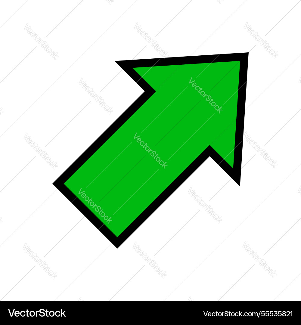 Single green arrow diagonal sign right up Vector Image