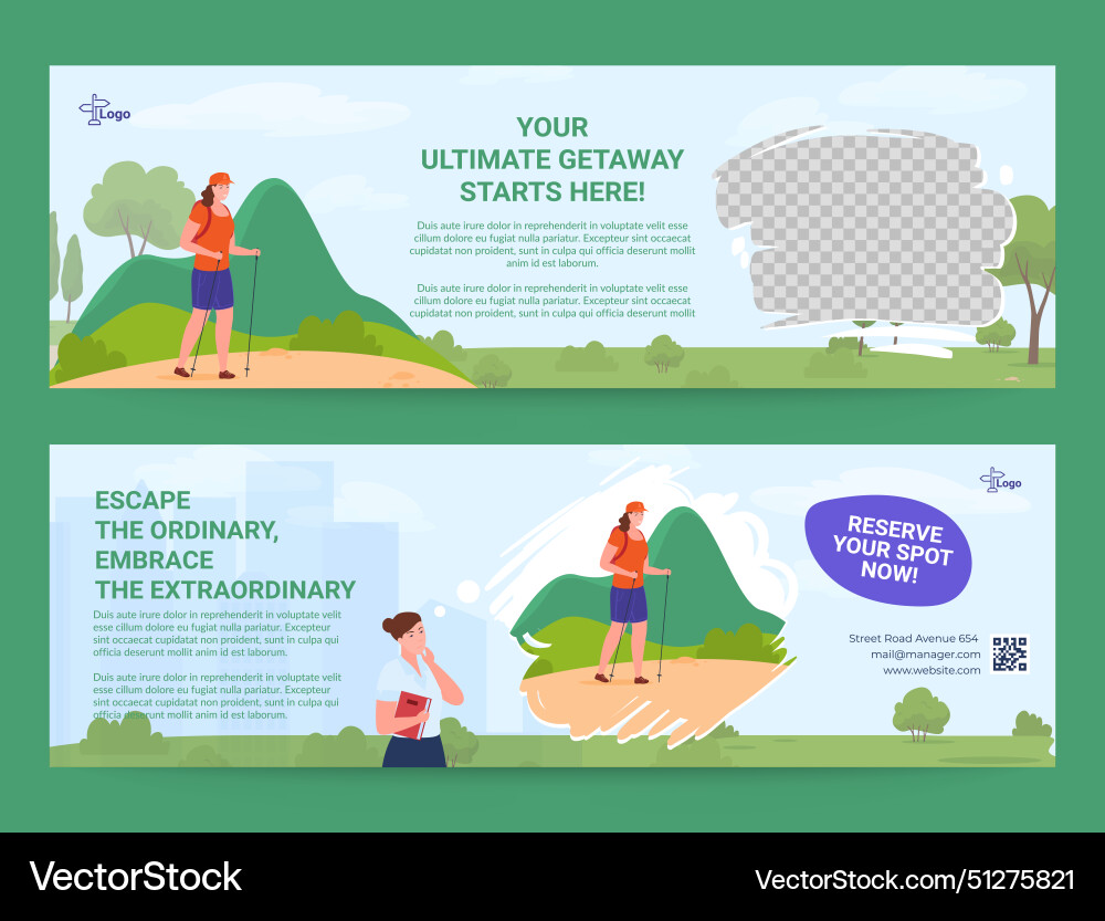 Travel hiking activity adventure advertising Vector Image