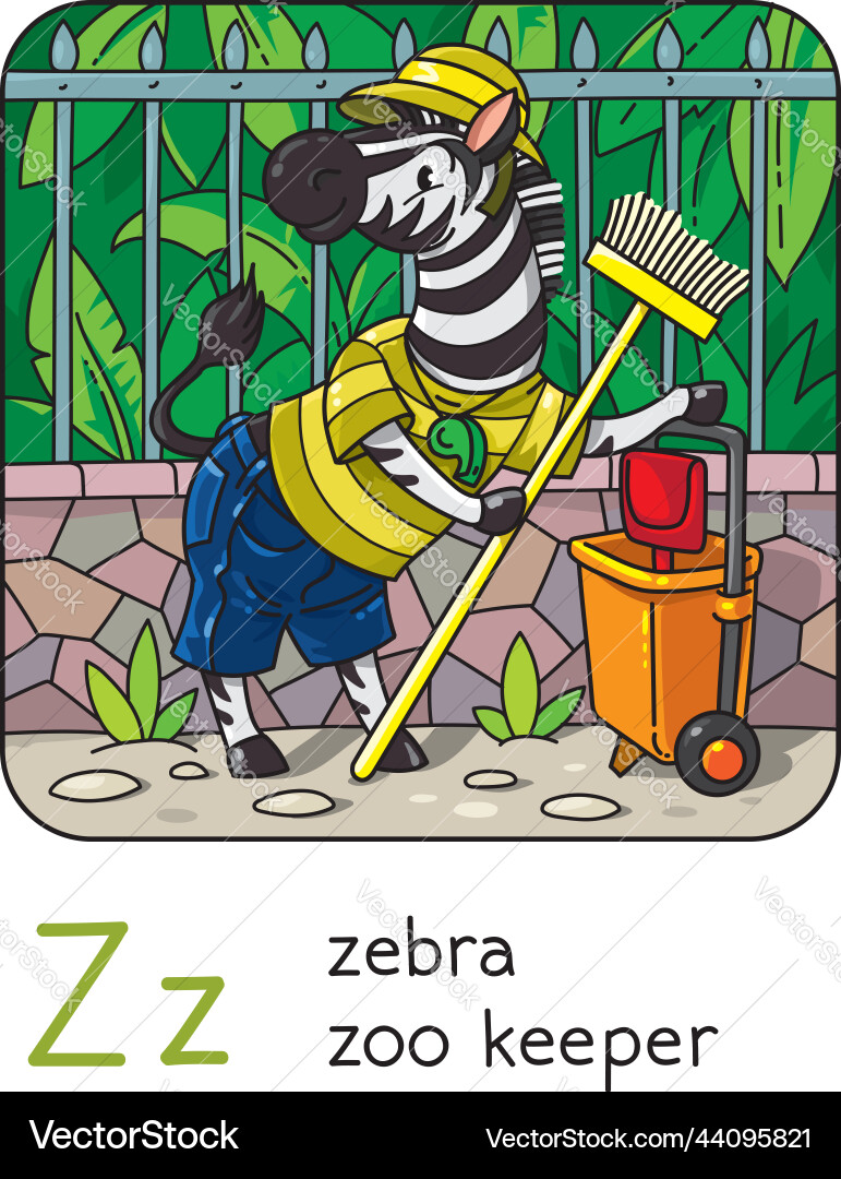 Zebra zoo keeper animals profession abc alphabet z