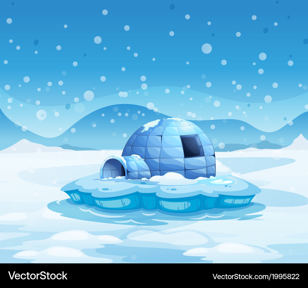 An iceberg with igloo Royalty Free Vector Image