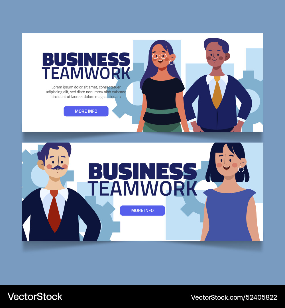 Hand drawn business teamwork banners Royalty Free Vector