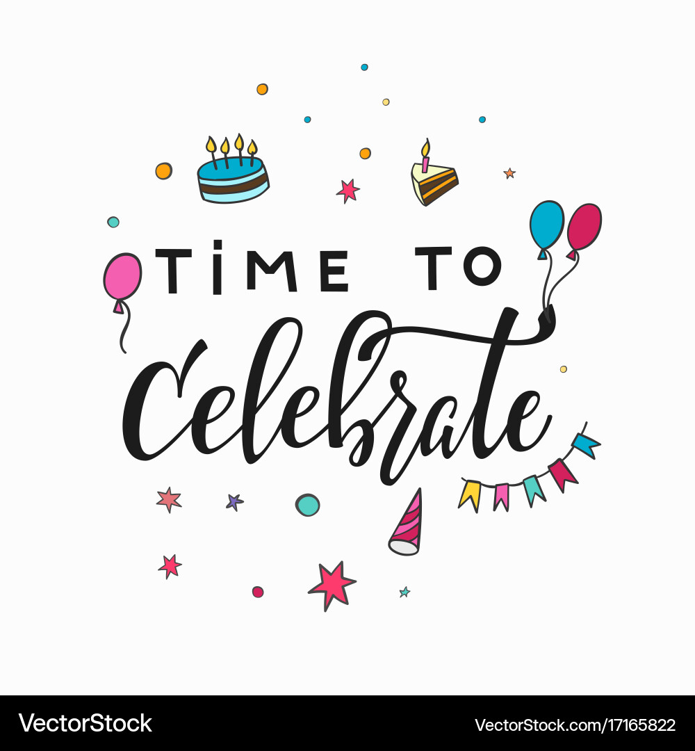 Happy birthday party lettering typography Vector Image