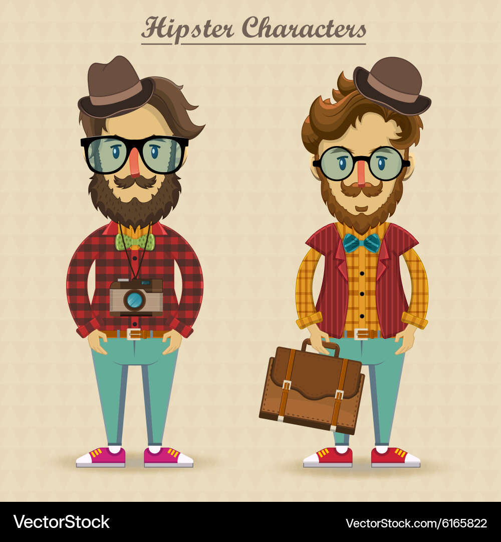 Hipster characters Royalty Free Vector Image - VectorStock